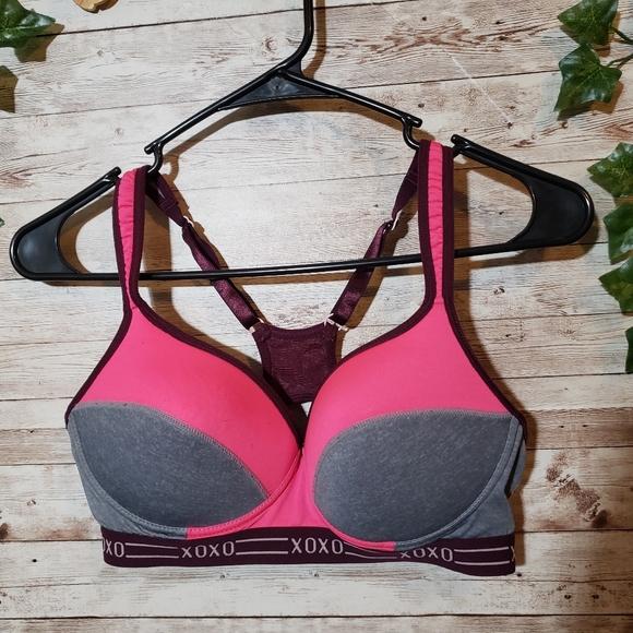 XOXO | Intimates & Sleepwear | Xoxo Neon Pink Maroon Grey Sports Bra ...